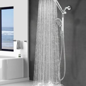 MakeFit 21-mode Dual Handheld Shower Head Combo, Upgraded 2-in-1 Rain Shower Heads System 8 Inch Rainfall Shower Head and 10 Modes High Pressure Hand Held Showerhead with Built-in Power Wash