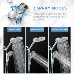 MakeFit 21-mode Dual Handheld Shower Head Combo, Upgraded 2-in-1 Rain Shower Heads System 8 Inch Rainfall Shower Head and 10 Modes High Pressure Hand Held Showerhead with Built-in Power Wash