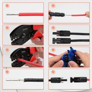 cenyb Solar Panel Cable Connectors 30A,DC1000V IP67 Waterproof with 2 Spanners (10Pairs 12-14AWG)