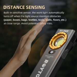 ROYTOA 1200 Lumens Rechargeable Work Light, Magnetic Work Lights LED Portable EDC Flashlight with Proximity Sensor for Car Repairing/Garage/Emergency/Camping