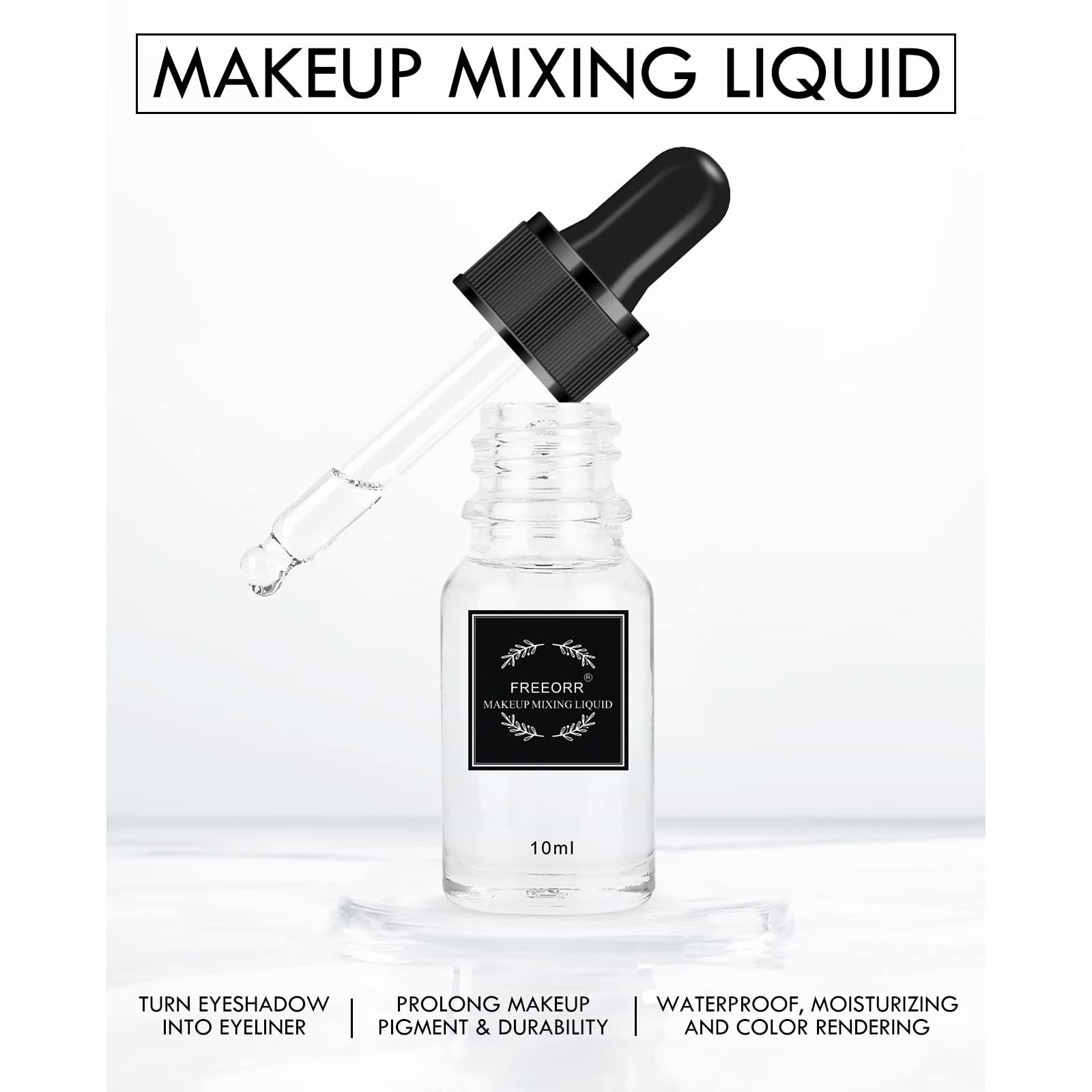 FREEORR 2 Pcs Makeup Mixing Liquid, Turn Eyeshadow into Eyeliner, Prolong Makeup Pigment & Durability, Transparent Make-up Mixing Liquid Drops,Moisturizing Eyeshadow Sealant 10ml*2