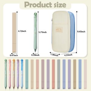 18 Pcs Aesthetic School Supplies Including Big Capacity Pen Case Bag with Zipper 12 Pcs Chisel Tip Aesthetic Cute Highlighters 5 Pcs Retractable Quick Dry Black Ink Pens(Light Blue, Fresh Style)