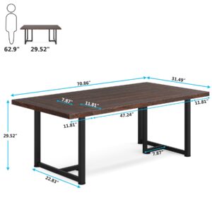 Tribesigns Conference Table 6FT Meeting Table, Large Table Boardroom Desk Seminar Table Rectangular Meeting Room Table for Office Conference Room, 70.8L x 31.5W x 29.5H, Rustic Brown & Black