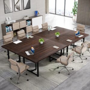 Tribesigns Conference Table 6FT Meeting Table, Large Table Boardroom Desk Seminar Table Rectangular Meeting Room Table for Office Conference Room, 70.8L x 31.5W x 29.5H, Rustic Brown & Black