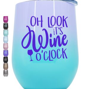 Prokitline Wine Tumbler With Sayings, Premium Stainless Steel Funny Wine Cup Glass for Men, Women, Sister, Mom, Friend Tiffany Purple