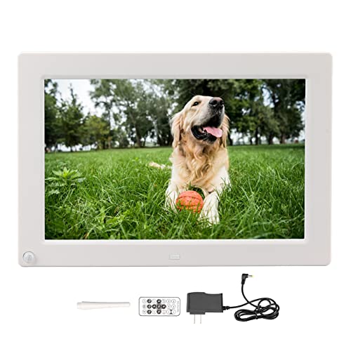 Electronic Photo Frame, 100‑240V Digital Photo Frame White Human Body Induction Image Preview with Bracket for Bedroom (US Plug)