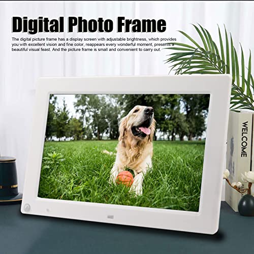 Electronic Photo Frame, 100‑240V Digital Photo Frame White Human Body Induction Image Preview with Bracket for Bedroom (US Plug)