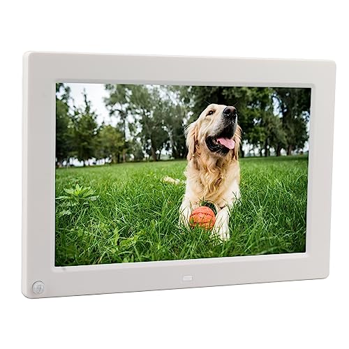 Electronic Photo Frame, 100‑240V Digital Photo Frame White Human Body Induction Image Preview with Bracket for Bedroom (US Plug)