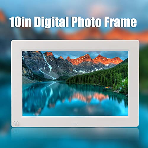 Electronic Photo Frame, 100‑240V Digital Photo Frame White Human Body Induction Image Preview with Bracket for Bedroom (US Plug)