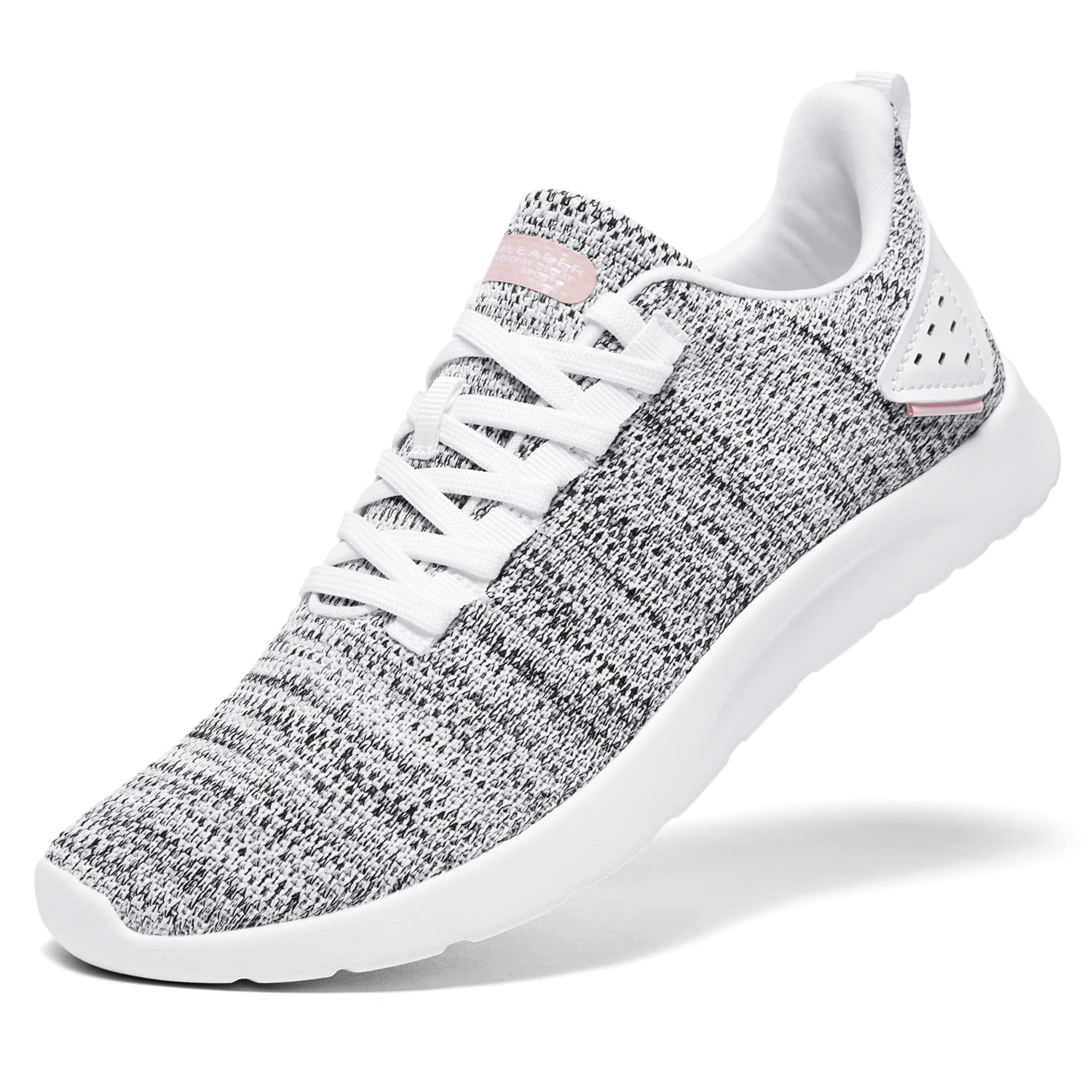 ALEADER Women's Energycloud Tennis Shoes Lightweight Running Shoes Fashion Walking Sneakers, Light Gray White Pink, 8 US