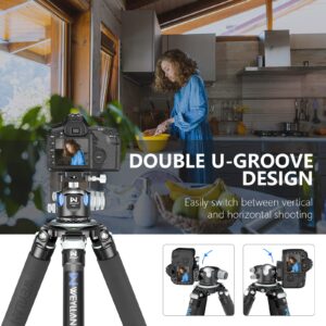 Low Profile Ball Head 55mm Tripod Ball Head WEYLLAN Heavy Duty 360 Panoramic Tripod Head, CNC Aluminium Alloy Tripod Camera Head for Tripod, with Two 1/4'' Quick Release Plates, Max Load 88.18lbs/40kg