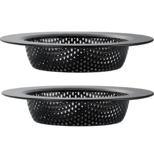 lasshswa matte black kitchen sink strainer stainless steel, kitchen sink drain strainer, sink strainers with large wide rim 4.5" diameter for kitchen sinks (no bump - avoid paint peeling)