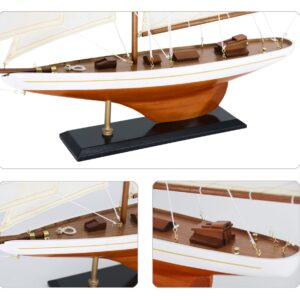 NAUTIMALL 25" Wooden Sailboat Model Classic Columbia America's Cup Ship Nautical Yacht Sailboat Decor