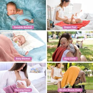 Oudain 8 Pack Muslin Baby Blankets Swaddle Soft Cotton Blankets Breathable Skin Friendly Newborn Receiving Gender Neutral Unisex Nursery Swaddling Blankets 47 x 47 Inch for Boy Girl