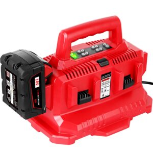 【6 port & wall hole】 replacement for milwaukee m18 battery charger 6 port 48-59-1806 18v for milwaukee multi charger with power choose button,6 led indicators