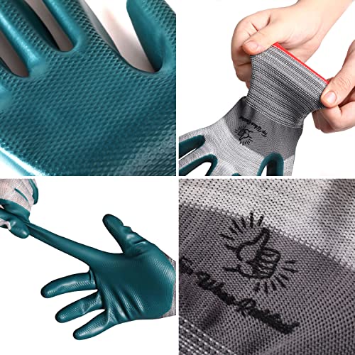 TOBEHIGHER Gardening Gloves - Gardening Gloves for Men and Women 6 Pair, Breathable Rubber Garden Gloves, Outdoor Protective Working Gloves for Raking, Weeding, Digging and Pruning