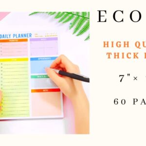 ECOHIP 10x7 6 Pack 60 Pages Daily Planner Lists to Do List Notepad Notebook Meal Planner Fitness Journal Appointment Book Undated Note Pad Total 360 Pages