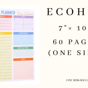 ECOHIP 10x7 6 Pack 60 Pages Daily Planner Lists to Do List Notepad Notebook Meal Planner Fitness Journal Appointment Book Undated Note Pad Total 360 Pages