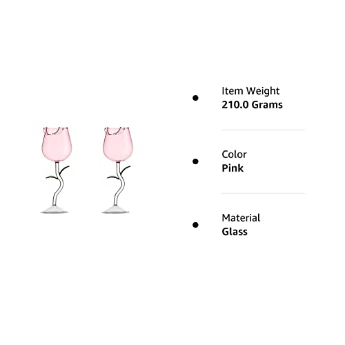 YGHQAP 5 OZ Creative Rose Flower Wine Glasses Set of 2, Crystal Red Wine Glasses, Rose Flower Goblet Wine Cocktail Juice Glass for Party Wedding Festival Bar