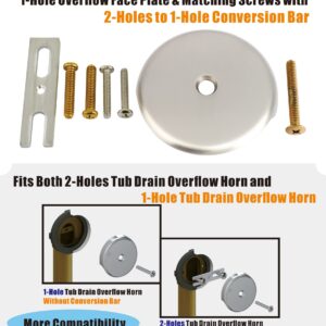 Brushed Nickel Universal Tub Drain Tip Toe Tub Conversion Kit Assembly, Artiwell EZ Installation Bathtub Drain Replacement Trim Kit with 1-Hole Overflow Face Plate and Pop-Up Tub Stopper