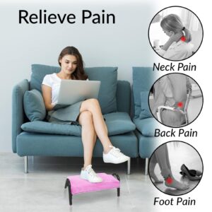 FUSLITE Foot Rest for Under Desk at Work, Adjustable Footrest, Ergonomic Foot Stool for Relieving Pain in Lower Back, Hip, Knee, Footstool for Chair, Couch, Office, Living Room, Home, Study, Pink