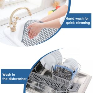 Bestjing Silicone Sink Protector, 13.58''x 11.6'' Rear Drain Kitchen Sink Mats Accessory, Folding Non-Slip Heat Resistant Sink Mat Grid for Bottom of Stainless Steel or Porcelain Sink (Rear Hole)