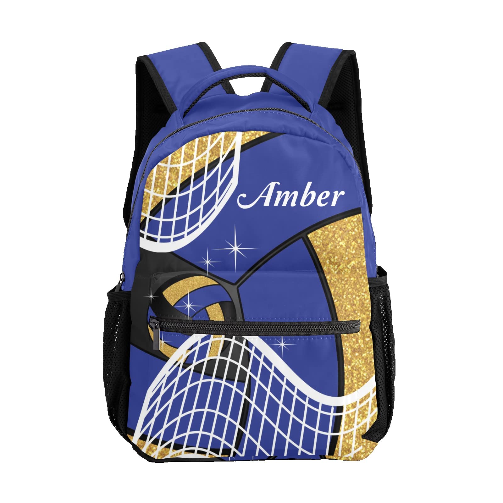 SunFancyCustom Printed Volleyball Dark Blue Backpack Personalized Daypack Laptop Travel Hiking Bag with Name