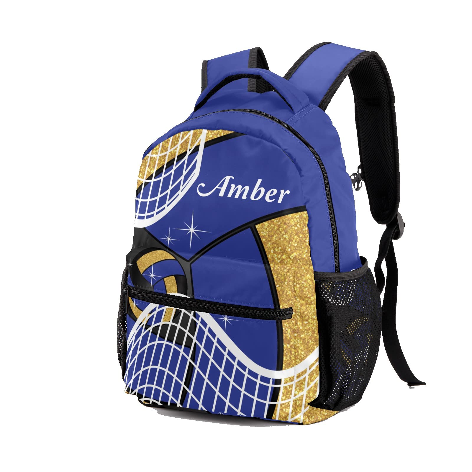 SunFancyCustom Printed Volleyball Dark Blue Backpack Personalized Daypack Laptop Travel Hiking Bag with Name