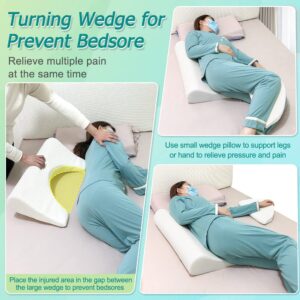 KAAMOS Bedsore Turning Wedge Pillow for Bed Sores Positioning Wedges Medical Pillows for Side Sleeping Pressure Ulcer Cushion Incline Foam Wedge for After Surgery Bedridden Elderly (23.6" Long)