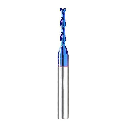 Spiral Router Bits Up Cut 1/8 inch Cutting Dia 1/4 inch Shank Solid Carbide End Mill with Nanco Blue Coating CNC Bits for Wood Cut 3D Carving Engraving…