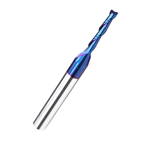 Spiral Router Bits Up Cut 1/8 inch Cutting Dia 1/4 inch Shank Solid Carbide End Mill with Nanco Blue Coating CNC Bits for Wood Cut 3D Carving Engraving…