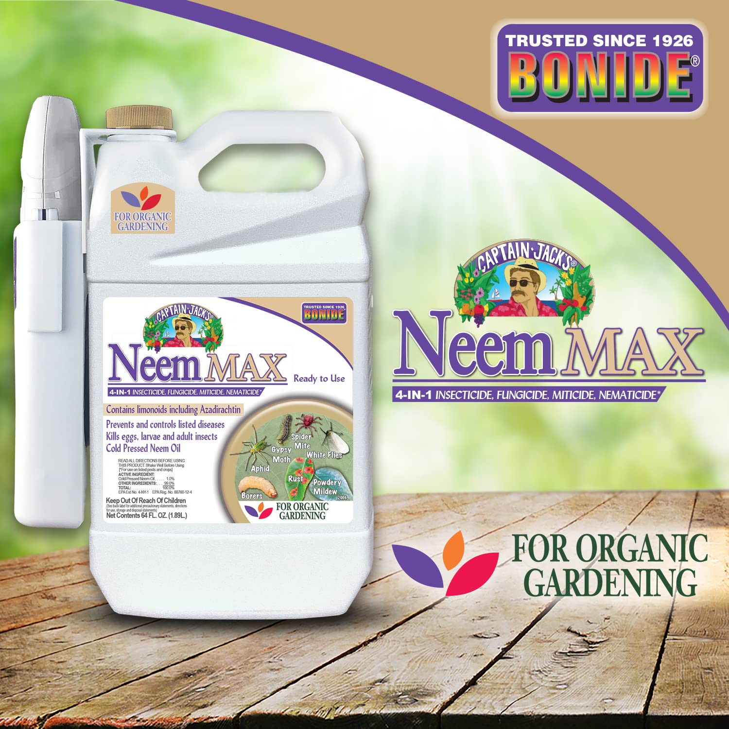 Bonide Captain Jack's 64 oz Neem Max Cold Pressed Neem Oil Spray for Indoor or Outdoor Plants & Organic Gardening