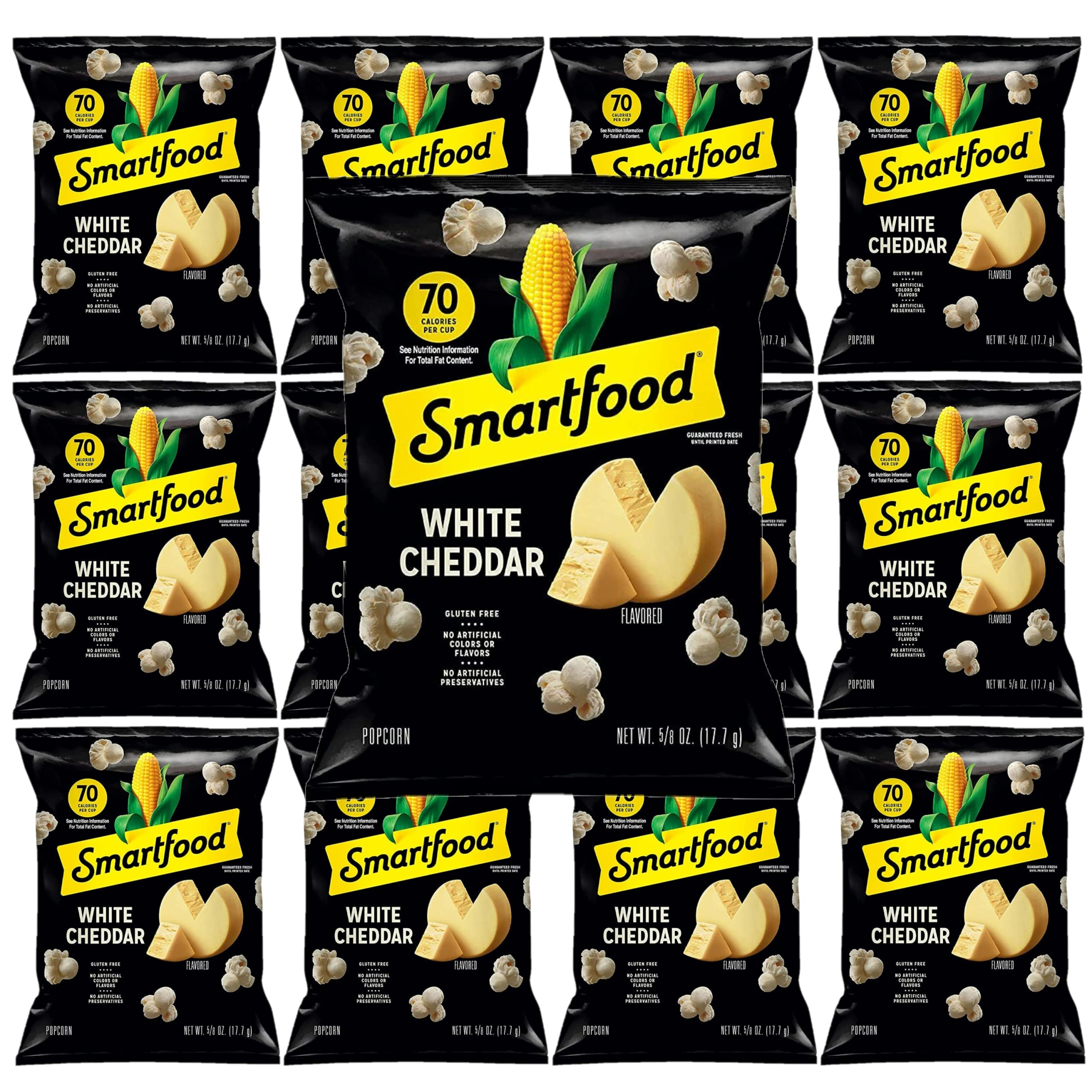 Smartfood White Cheddar Popcorn, 0.625oz Bags, (Pack of 10) with Bay Area Marketplace napkins