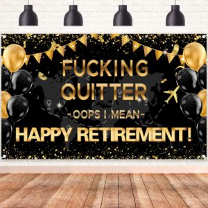 retirement party decorations happy retirement banner backdrop black and gold retirement decorations for men and women happy retirement sign