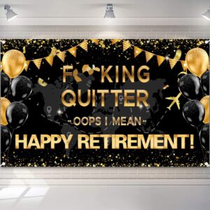 Retirement Party Decorations Happy Retirement Banner Backdrop Black and Gold Retirement Decorations for Men and Women Happy Retirement Sign