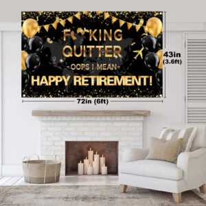 Retirement Party Decorations Happy Retirement Banner Backdrop Black and Gold Retirement Decorations for Men and Women Happy Retirement Sign