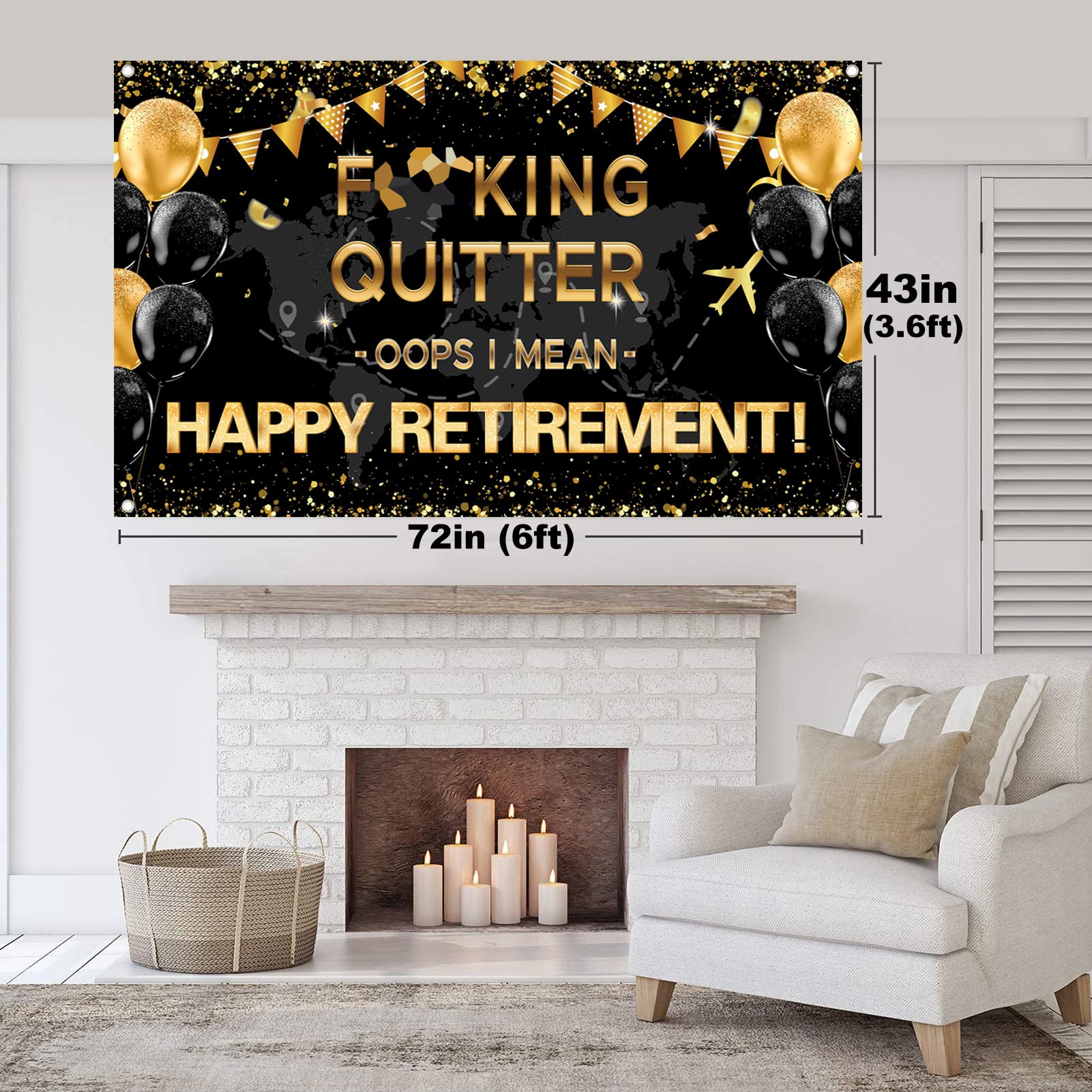 Retirement Party Decorations Happy Retirement Banner Backdrop Black and Gold Retirement Decorations for Men and Women Happy Retirement Sign