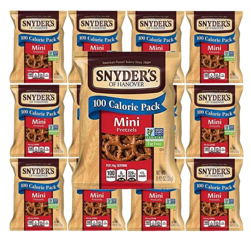 Snyder's Mini Pretzels, 0.92oz Bags, Pack of 12 - with Bay Area Marketplace Napkins