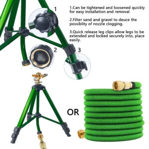 Hourleey 1Pack Extra Tall,Extends Up to 50 Inch, Heavy Duty Tripod Sprinklers with Brass Sprinkler Head, 360 Degree Large Area Coverage, 3/4 Inch Connector Sprinkler for Yard Lawn Garden