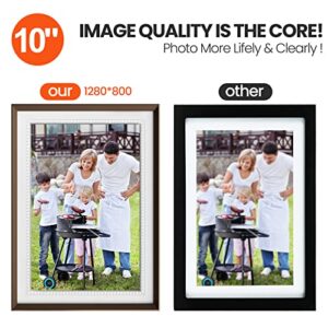 10.1 Inch Digital Picture Frame, WiFi Digital Photo Frame with 32GB Storage and SD Card Slot, Free Storage, IPS HD Touch Screen - Gift for Friends and Family