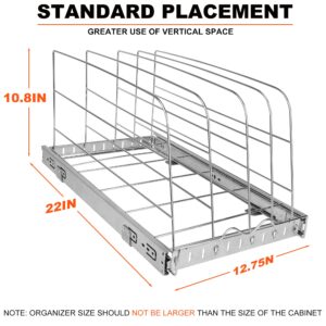 Slide Out Cutting Board for Cookie Sheet, Bakeware, and Tray, Pull-Out Organizer Kitchen Pantry Cabinet Organizer - 12.5" W x 21" D - Chrome Finish