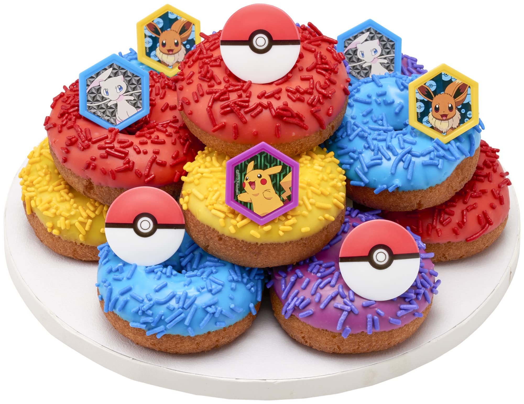 DecoPac Pokémon I Choose You Rings, Cupcake Decorations With Pikachu, Eevee, Mew, and Poké Ball, Multicolored Food Safe Cake Toppers – 24 Pack