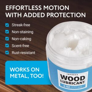 IMPRESA Wood Lubricant for Home DIY Projects - Multi-Purpose Semi Paste Wax for Wood - Drawer & Door Hinge Lubricant - Loosen Drawer Slide - Restore & Preserve Wooden Slide -Non Spray Lubricant - 6oz