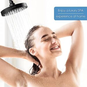 AISINYI High Pressure Rainfall Shower Head, 6 Inches Luxury Modern Showerhead with Perfect Adjustable Replacement, Removable Restrictor, Easy Installation for Your Bathroom Shower Heads (Matte Black)