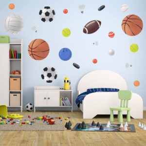 anfigure sport wall stickers boys wall decals baseball soccer basketball football hockey badminton wall decor boys bedroom nursery playroom classroom living room wall decorations