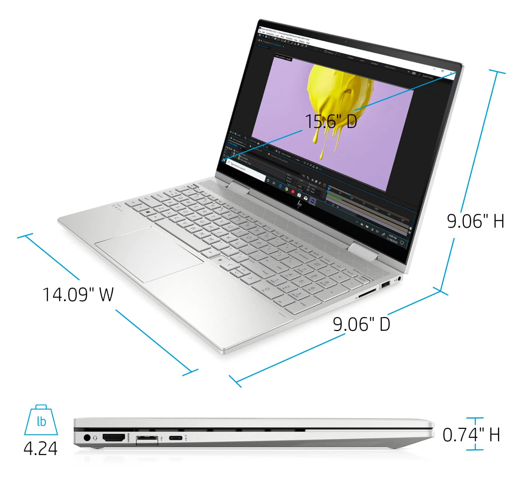 HP Envy x360 15.6" Touchscreen 2-in-1 Laptop - 1080p - Intel Core i5-1135G7-16GB RAM - 512GB SSD - Windows 10 PRO - Intel® Iris® Xe Graphics - w/HDMI Cable