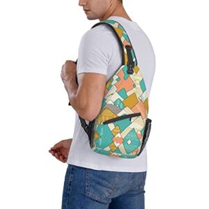 FFEXS Mountains Print Cross chest bag diagonally Hiking Daypack Crossbody Shoulder Bag Sling Backpack Outdoor Cycling Bag