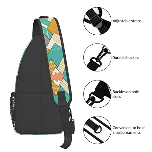 FFEXS Mountains Print Cross chest bag diagonally Hiking Daypack Crossbody Shoulder Bag Sling Backpack Outdoor Cycling Bag