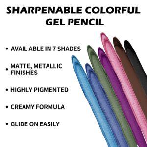 Boobeen Colorful Gel Eyeliner Pencil, Waterproof Eyeliner Pen, Matte Metallic Eyeliner Set for Women, Cream Eye Shadow Pencil for Colored Eye Makeup