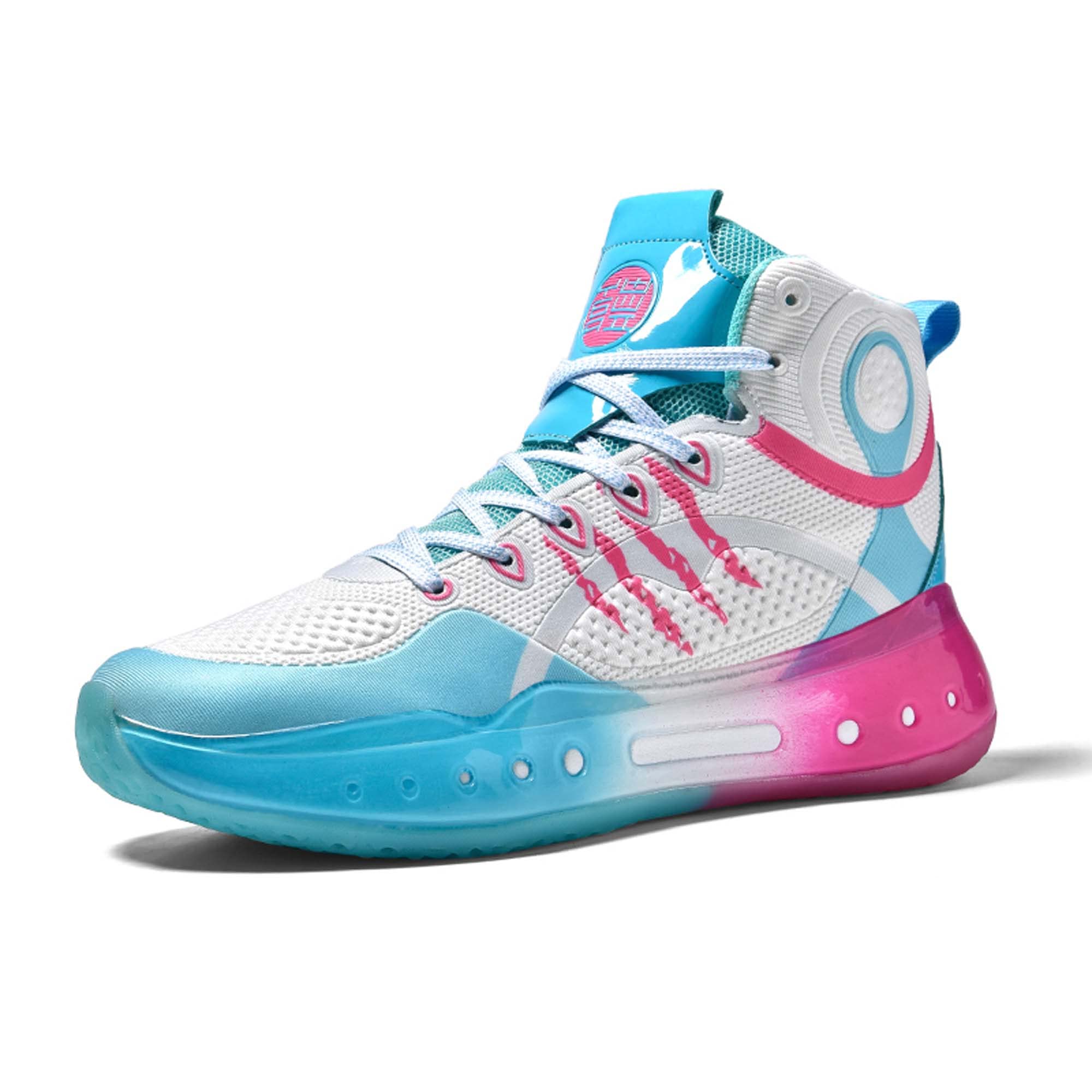 Mens Basketball Shoes Breathable Non Slip Running Fashion Sneakers Blue Pink